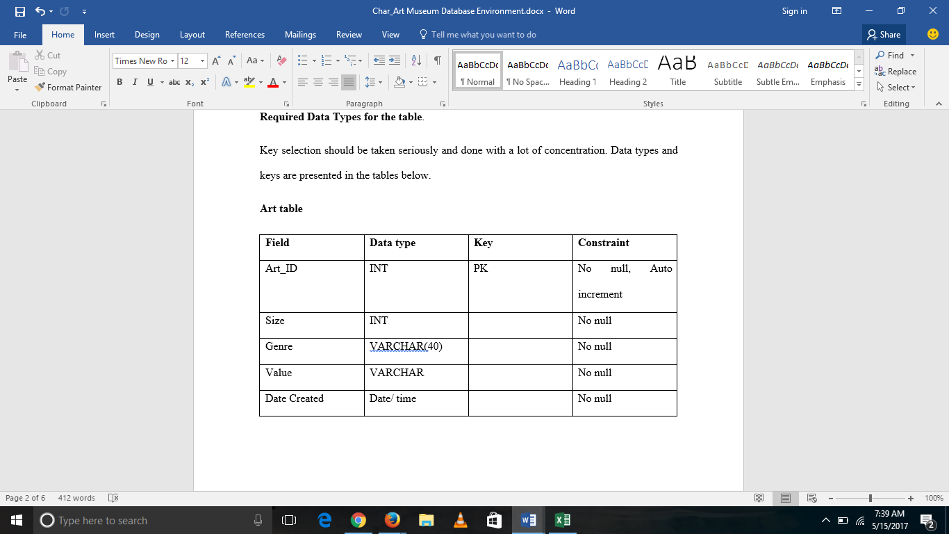 Designing a database using professional principles and standards ...
